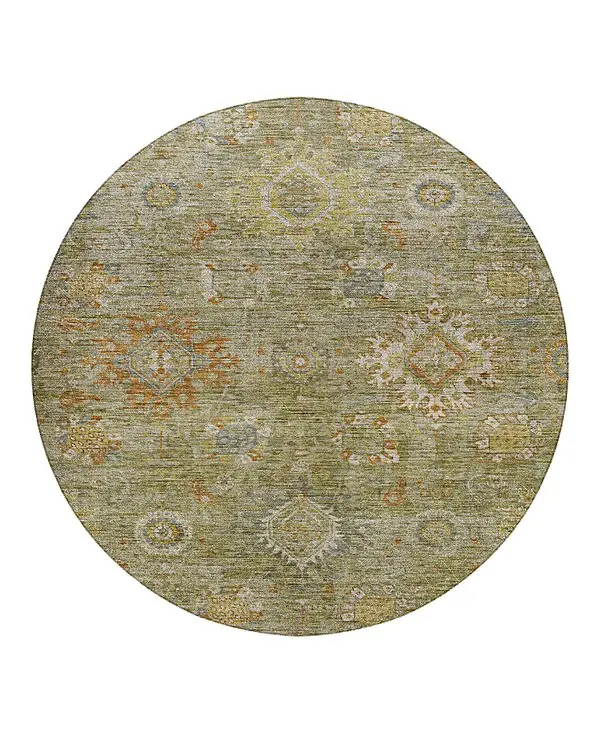 DALYN RUG COMPANY Silk Road Sr9 Round Area Rug, 8'0x8'0 - Moss/ Sage