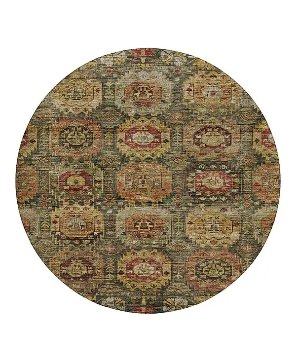 DALYN RUG COMPANY Silk Road Sr11 Round Area Rug, 8'0x8'0 - Ivory/green