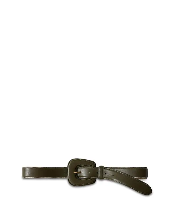 Veronica Beard Elsy Leather Belt - Cypress