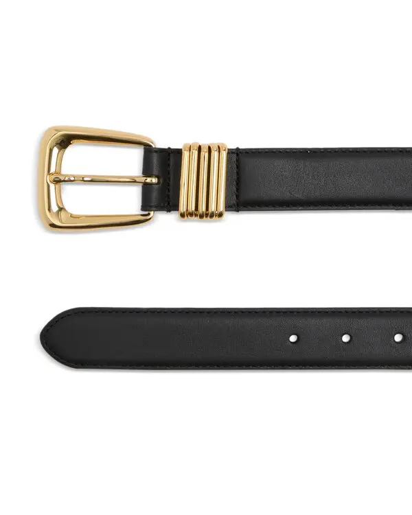Veronica Beard Arch Leather Belt - Black/gold