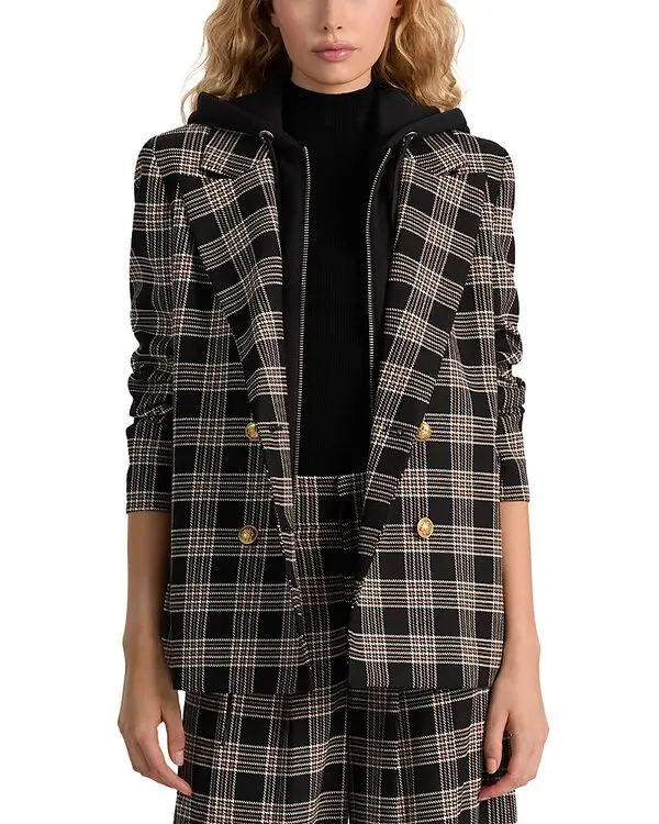 Alice + Olivia Plaid Double-breasted Blazer