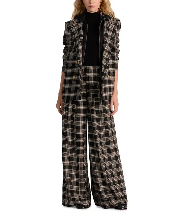 Alice + Olivia Plaid Double-breasted Blazer