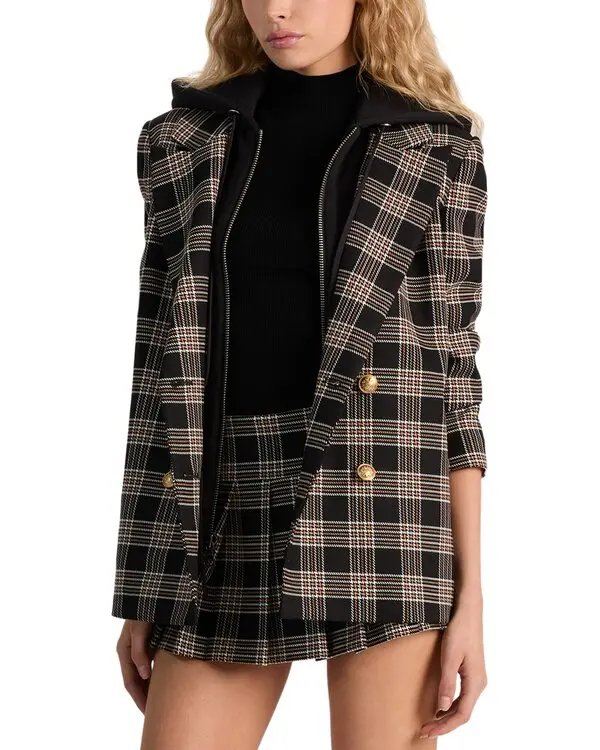 Alice + Olivia Plaid Double-breasted Blazer