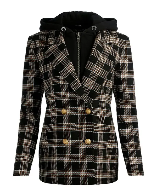 Alice + Olivia Plaid Double-breasted Blazer