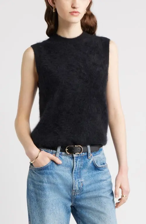 Nordstrom Brushed Cashmere Sweater Vest - Black Rock