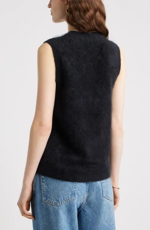 Nordstrom Brushed Cashmere Sweater Vest - Black Rock