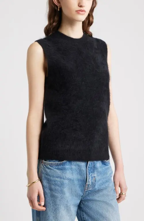 Nordstrom Brushed Cashmere Sweater Vest - Black Rock