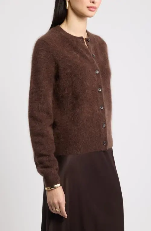 Nordstrom Brushed Cashmere Cardigan - Brown Mole