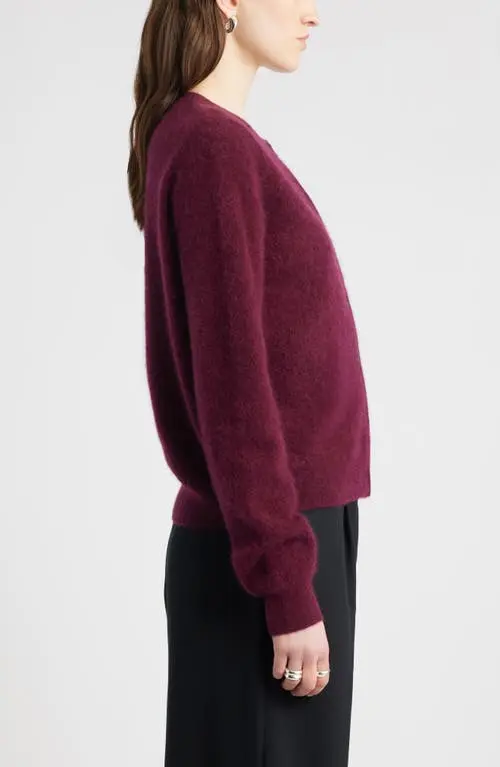 Nordstrom Brushed Cashmere Cardigan - Burgundy Field