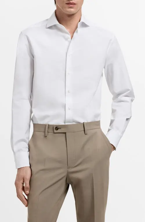 Mango Classic Fit Cotton Button-up Shirt - White