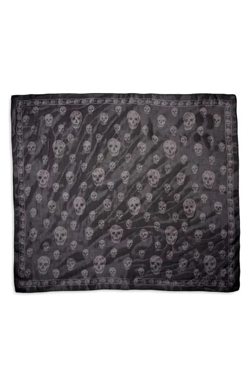 Alexander McQueen Skull Print Silk Scarf - Black/dark Grey