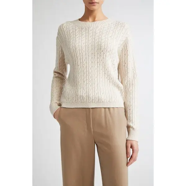 Max Mara Ussuri Embellished Cable Wool Sweater