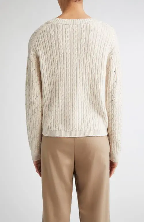 Max Mara Ussuri Embellished Cable Wool Sweater
