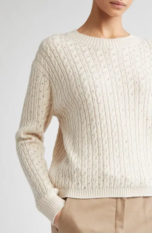 Max Mara Ussuri Embellished Cable Wool Sweater
