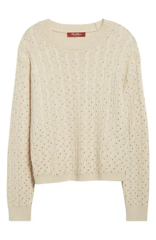 Max Mara Ussuri Embellished Cable Wool Sweater