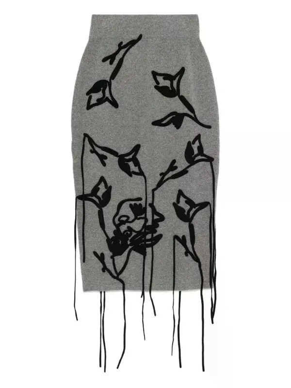 Erdem Floral-print Pencil Skirt - Grey