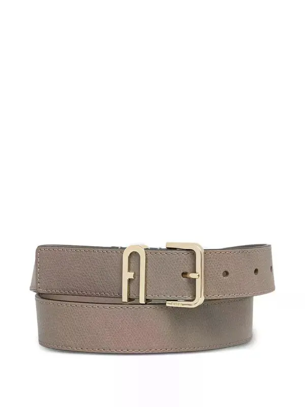 Furla Leather Logo-plaque Belt - Grey