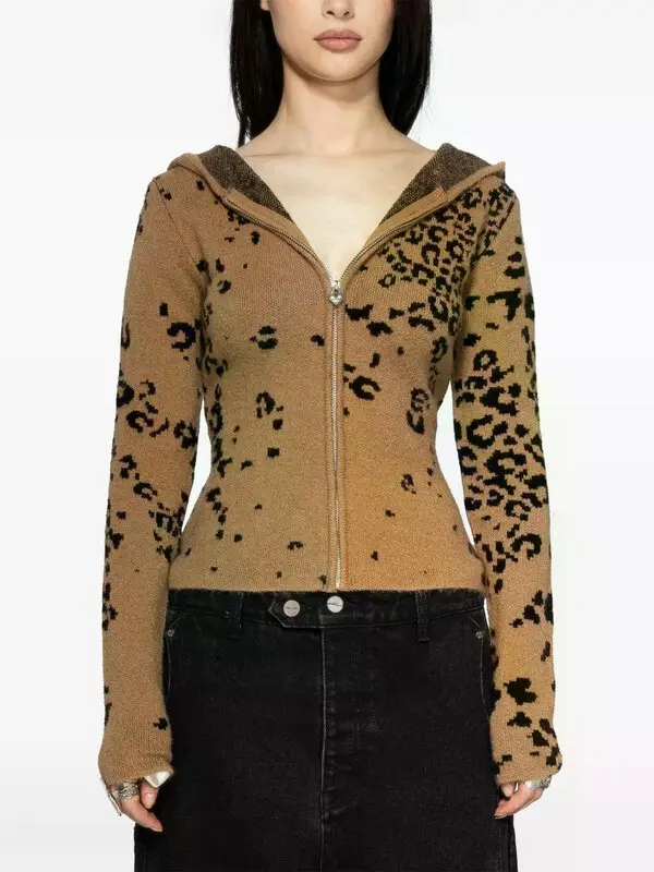 PROTÉMOA Cheetah-print Zip-up Hoodie