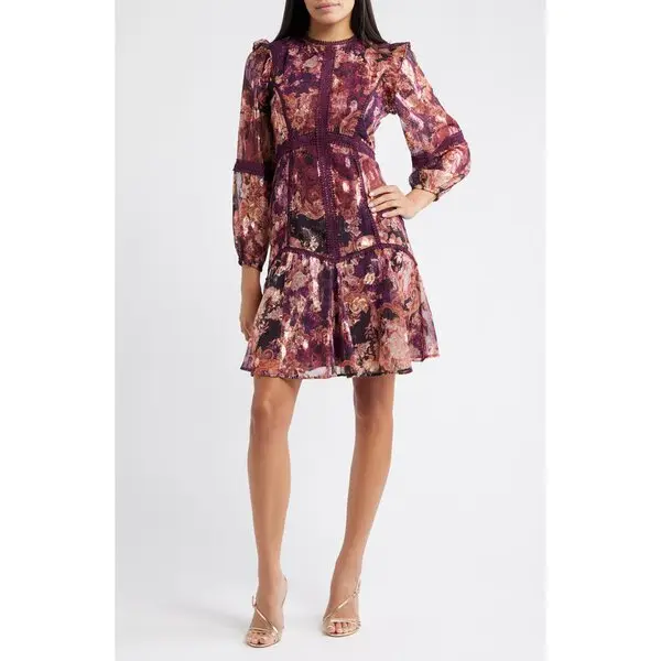 Eliza J Lace Trim Trapeze Dress
