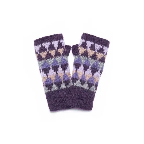 FEELGOODZ Jaya Harlequin Wool Half Mittens - Bloom