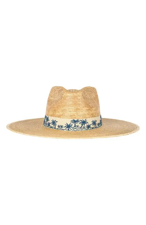 SUNSHINE TIENDA Tropical Toile Palm Straw Hat - Natural Multi