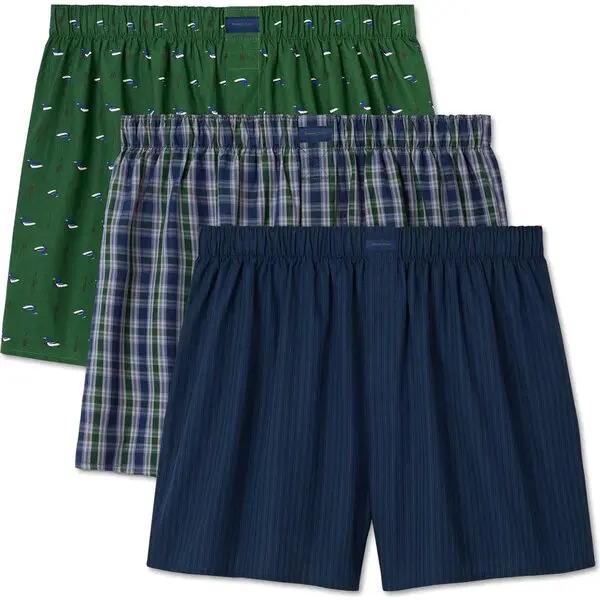 Tommy John Assorted 3-pack Woven Cotton Boxers - Sitting Duck/cab Plaid/blue