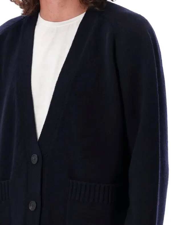 Studio Nicholson English Lambswool Cardigan In Navy - 71% Off