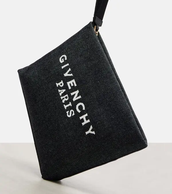 Givenchy Logo Cotton Denim Pouch