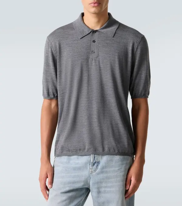 Saint Laurent Cassandre Wool Polo Shirt