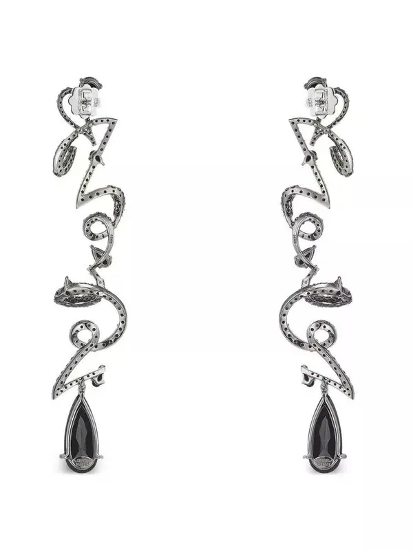 ANABELA CHAN 14k White Gold Vermeil Script Diamond Earrings