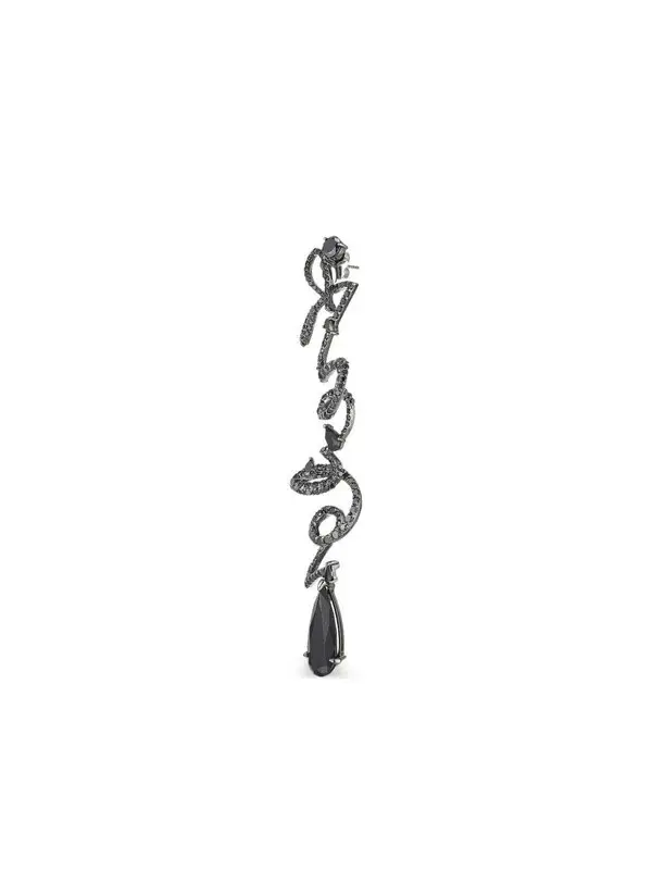 ANABELA CHAN 14k White Gold Vermeil Script Diamond Earrings