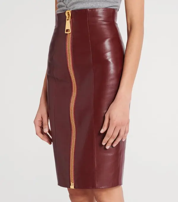 Balmain Lambskin Zip-up Pencil Skirt