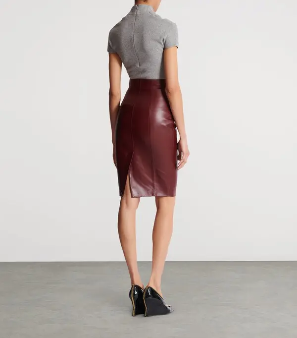 Balmain Lambskin Zip-up Pencil Skirt