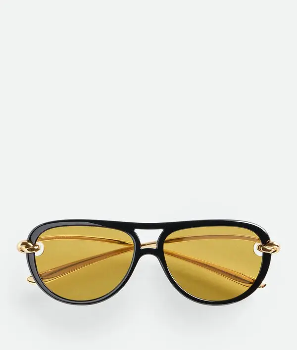 BOTTEGA  VENETA Knot Aviator Sunglasses - Black/yellow