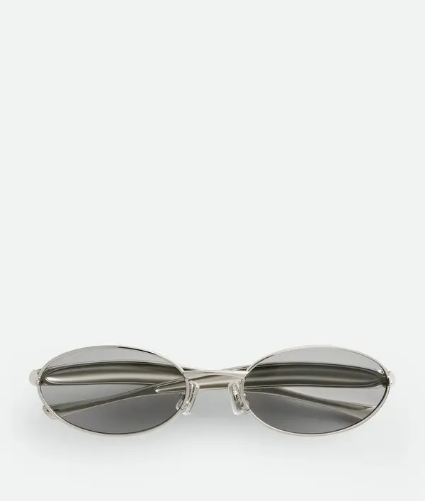 BOTTEGA  VENETA Sardine Oval Sunglasses - Silver/gray