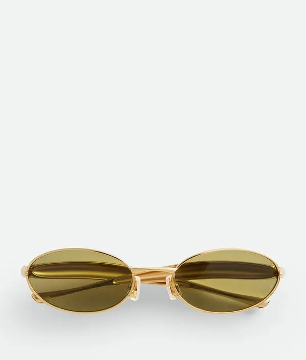 BOTTEGA  VENETA Sardine Oval Sunglasses - Gold/green