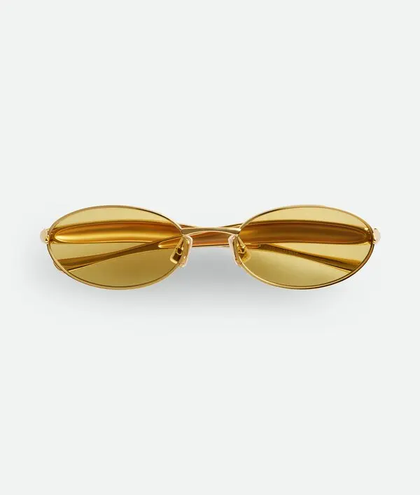 Bottega Veneta Sardine Oval Sunglasses - Gold/yellow