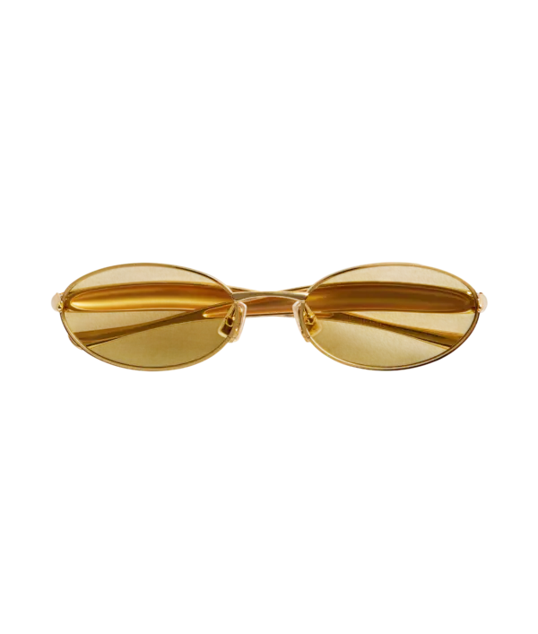 Bottega Veneta Sardine Oval Sunglasses - Gold/yellow