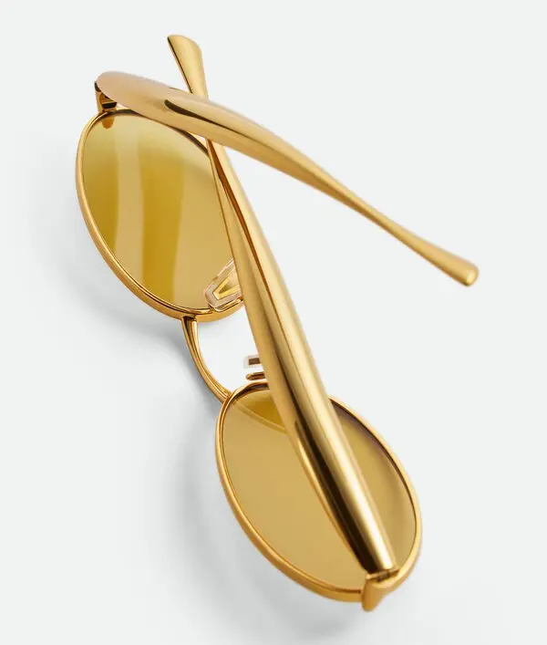 Bottega Veneta Sardine Oval Sunglasses - Gold/yellow