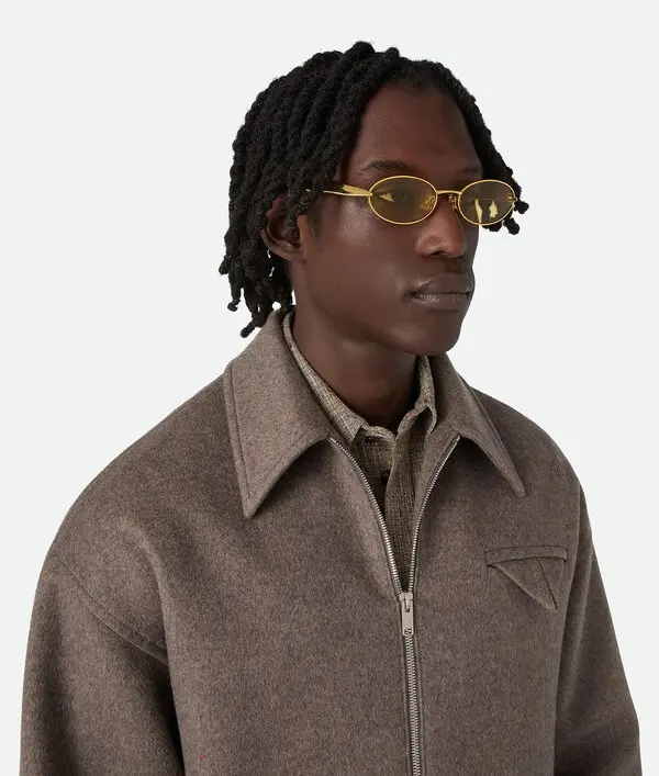 Bottega Veneta Sardine Oval Sunglasses - Gold/yellow