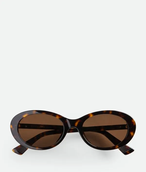BOTTEGA  VENETA Oval Sunglasses - Havana/brown