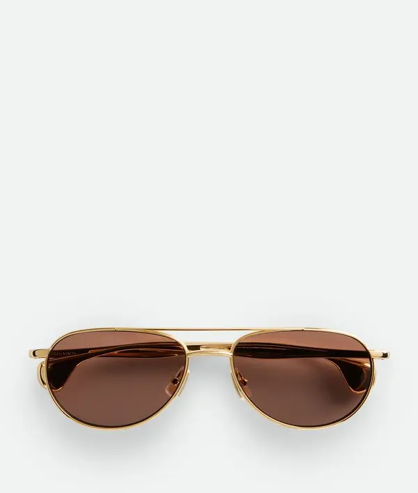 BOTTEGA  VENETA Aviator Sunglasses - Gold/brown