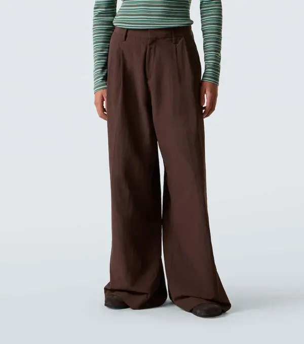 ERL Pleated Wide-leg Pants - Brown