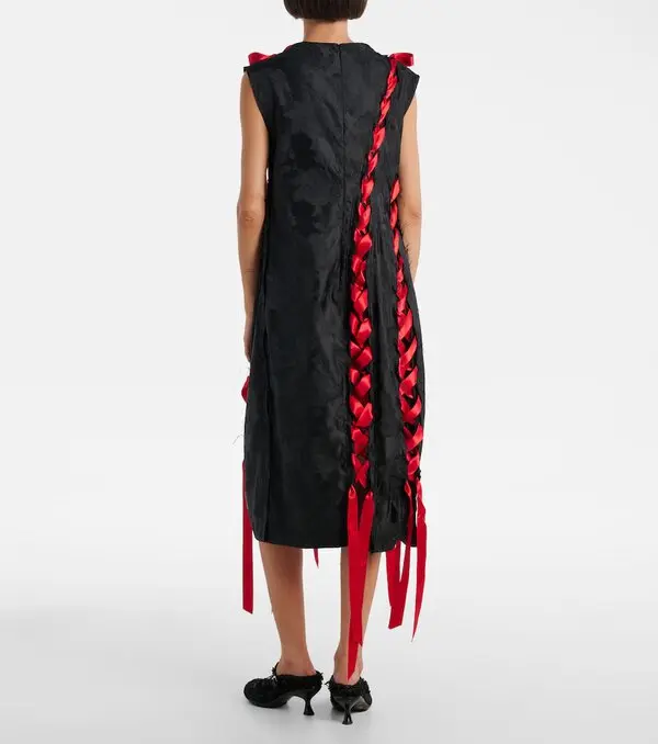 Simone Rocha Satin-trimmed Brocade Midi Dress