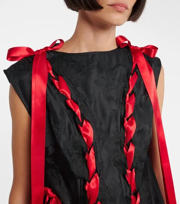 Simone Rocha Satin-trimmed Brocade Midi Dress