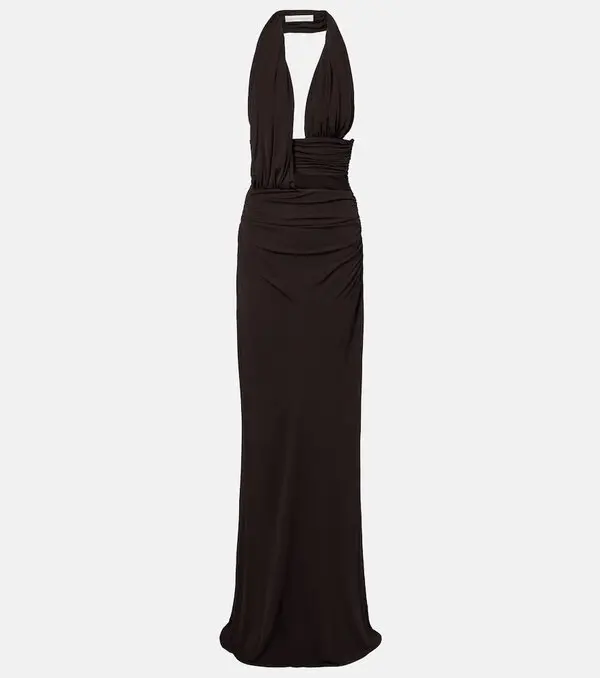 Christopher Esber Cutout Halterneck Jersey Maxi Dress - Brown