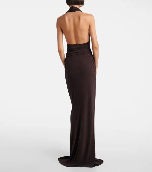 Christopher Esber Cutout Halterneck Jersey Maxi Dress - Brown