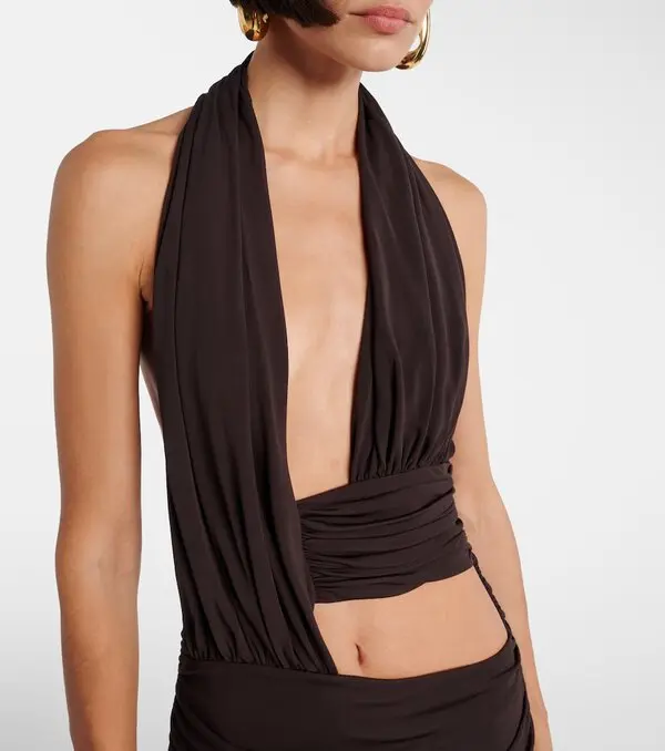 Christopher Esber Cutout Halterneck Jersey Maxi Dress - Brown