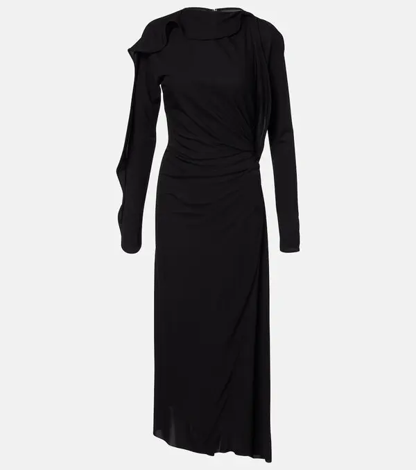 Victoria Beckham Draped Jersey Maxi Dress - Black