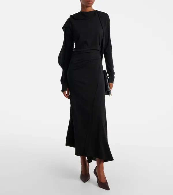 Victoria Beckham Draped Jersey Maxi Dress